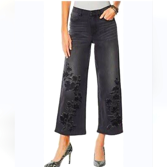 DG2 by Diane Gilman | Jeans | Hsn Dg2 Diane Gilman Black Wide Leg Jeans ...